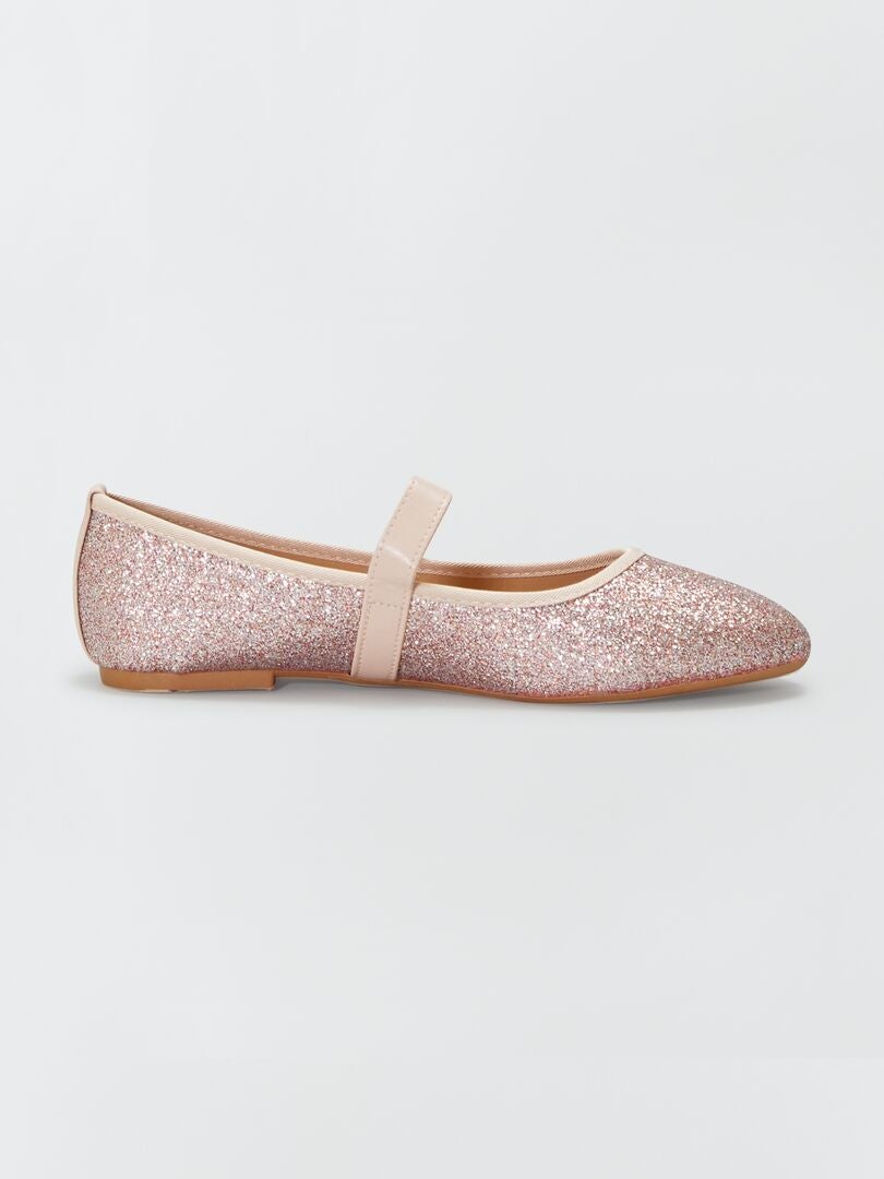 Ballerine con paillettes e cinturino a strappo - ROSA - Kiabi - 14.00€