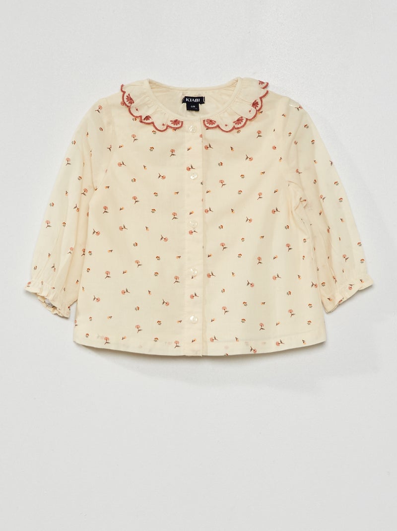 Blusa Floreale Con Colletto Claudine Bianco Kiabi 1200€