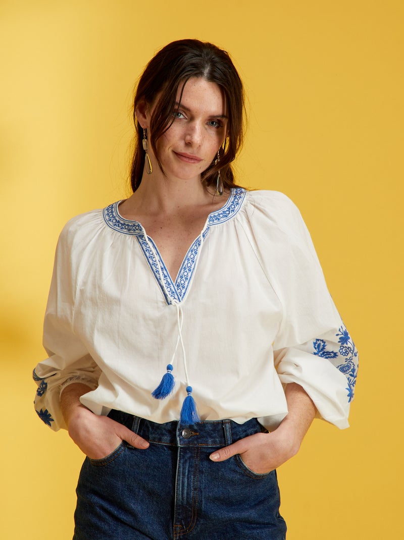 Blusa In Cotone Bianco Kiabi 2000€