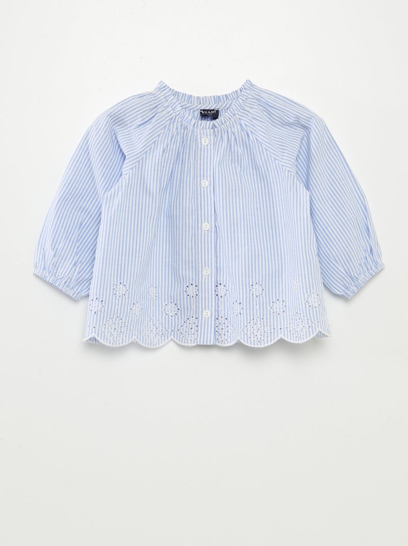 Blusa In Voile Di Cotone Con Ricami A Punto Inglese Blu Kiabi 1300€