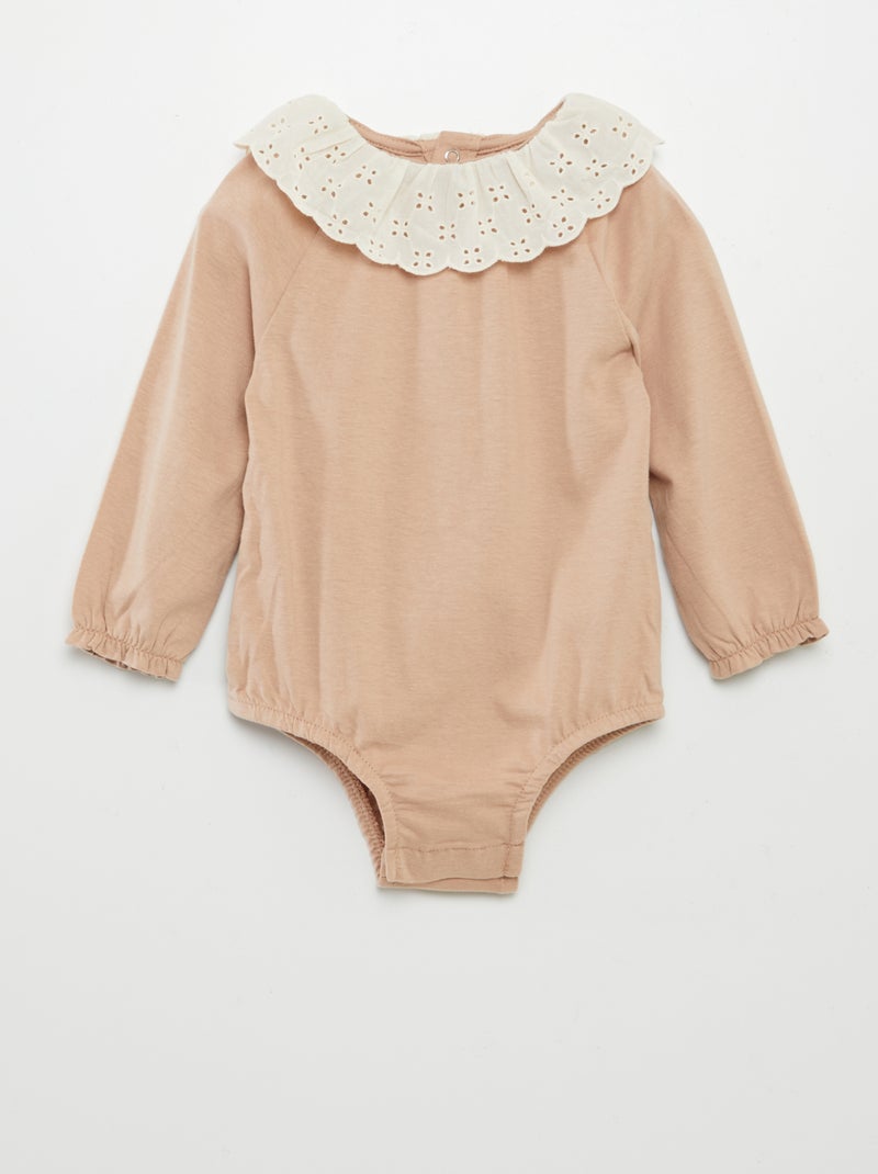 Body con colletto claudine - BEIGE - 6.00€ - Kiabi