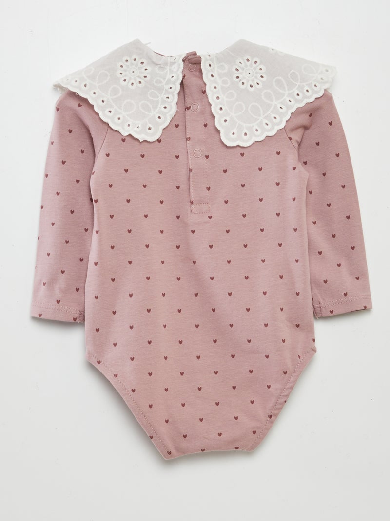 Body con colletto claudine e motivo - VIOLA - Neonata - 7.00€ - Kiabi