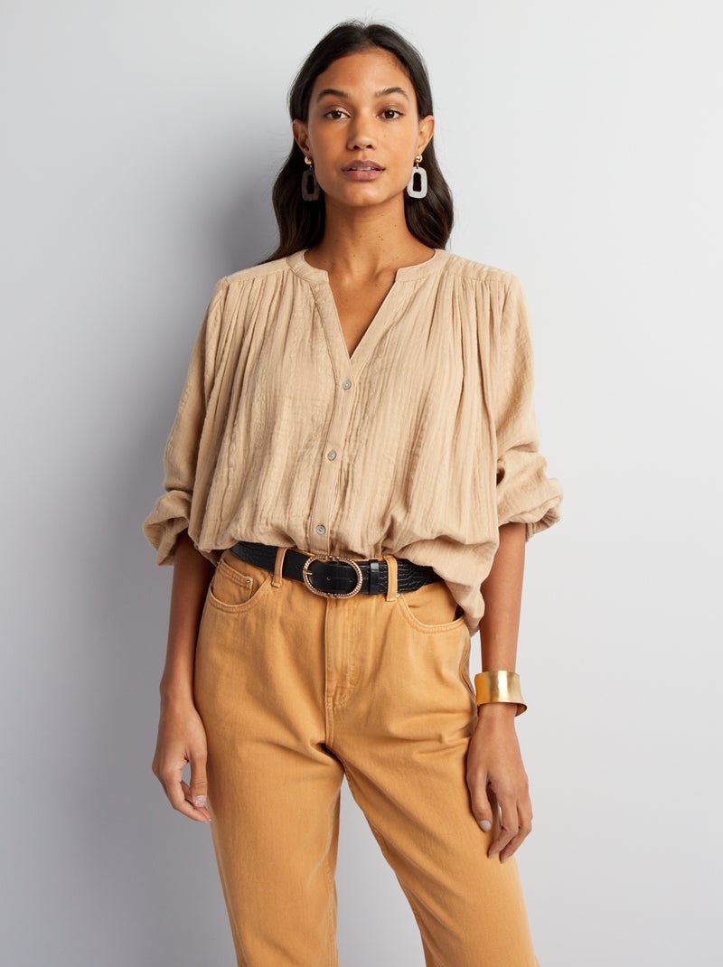 Camicetta In Garza Di Cotone Beige Kiabi 2000€