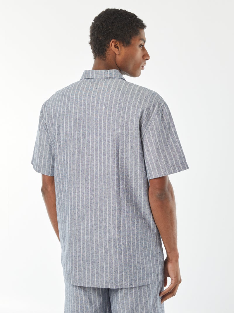 Camicia a maniche corte a righe in misto lino - Blu - Uomo - 20.00€ - Kiabi