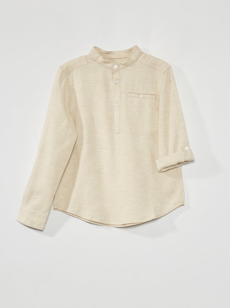 Camicia Collo Alla Coreana In Lyocell Con Lino Beige Kiabi 1300€