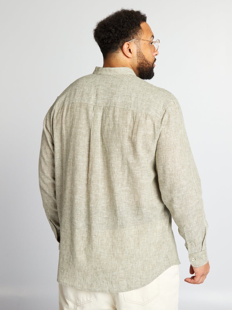 Camicia Con Collo Alla Coreana A Righe Kaki Kiabi 2000€