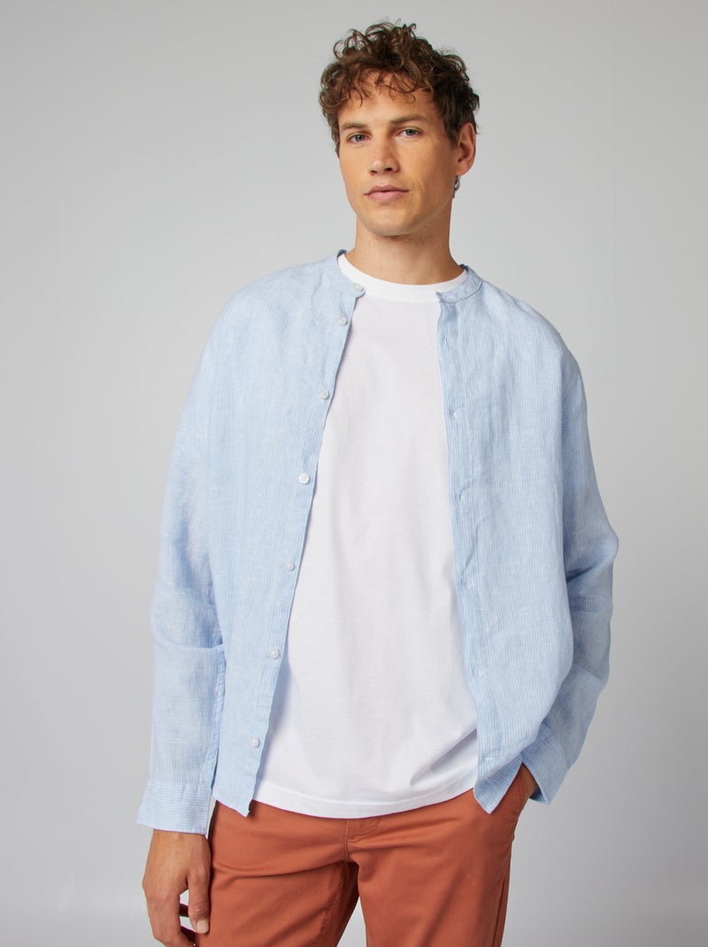Camicia Con Collo Alla Coreana Tinta Unita Blu Kiabi 2700€