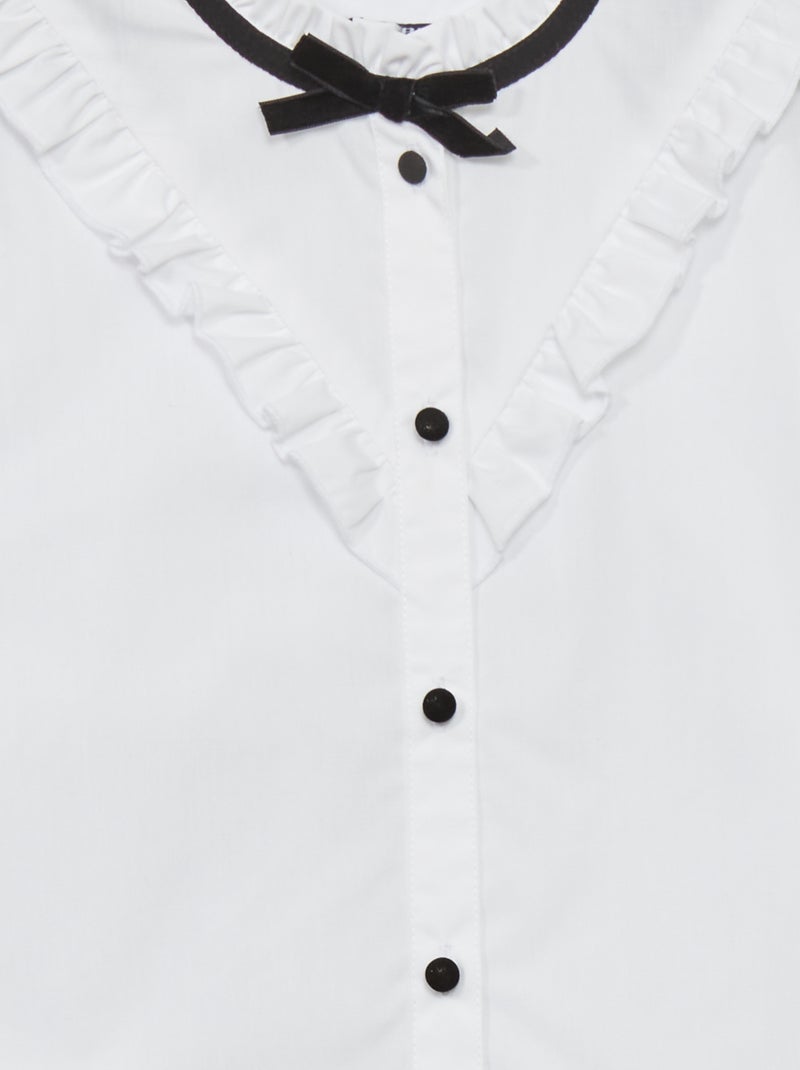 Camicia con cut out con volant e fiocco in velluto - Bianco - Bambina ...
