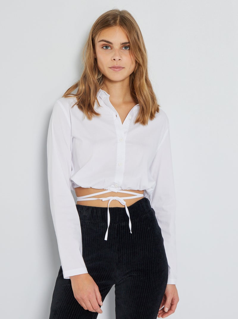 Camicia cropped con laccetto in vita - Bianco - 22.00€ - Kiabi