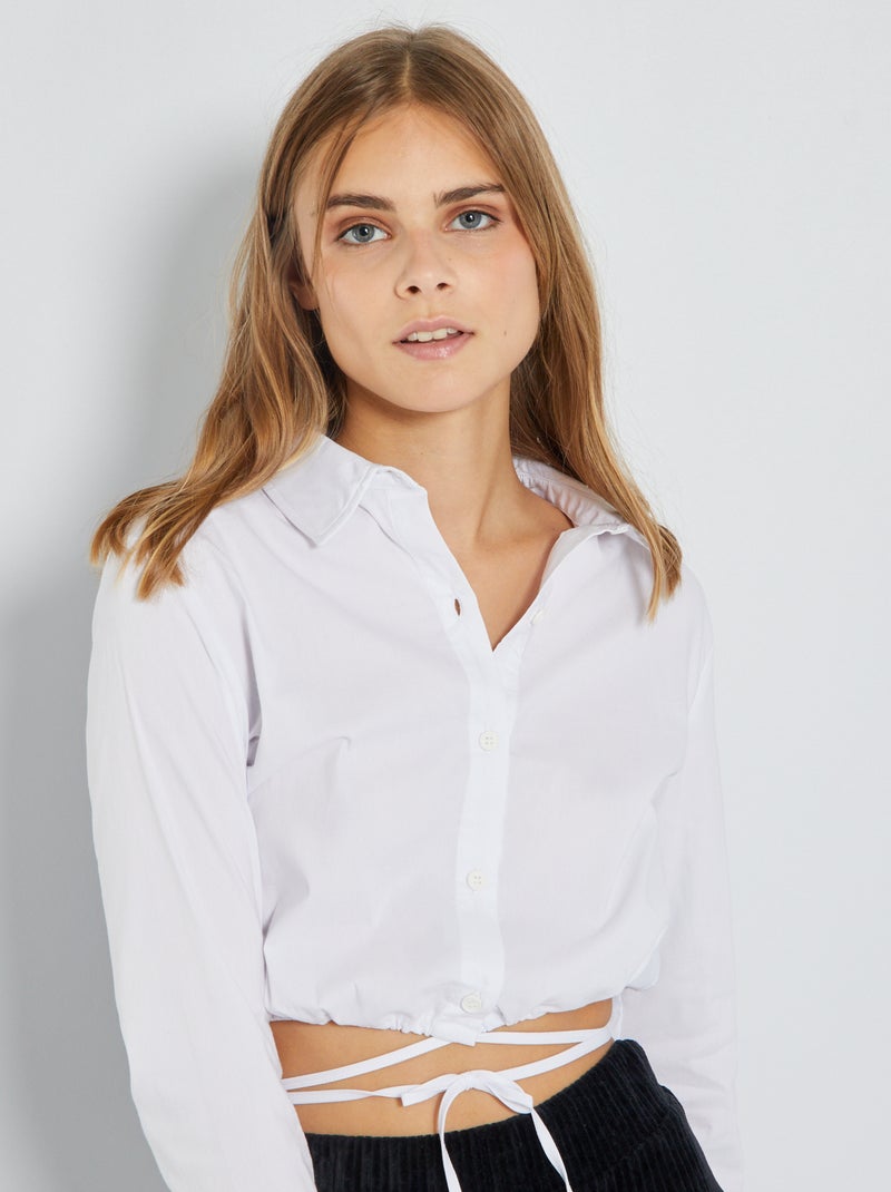 Camicia cropped con laccetto in vita - Bianco - 22.00€ - Kiabi