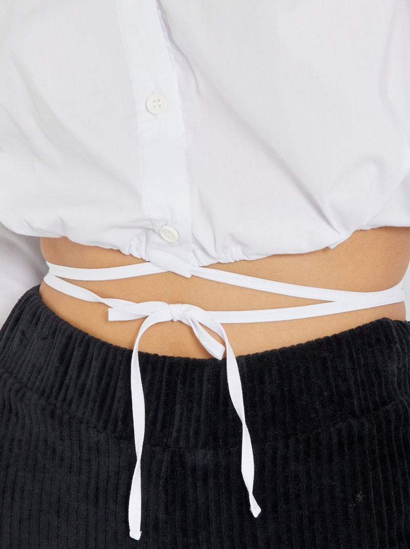 Camicia cropped con laccetto in vita - Bianco - 22.00€ - Kiabi