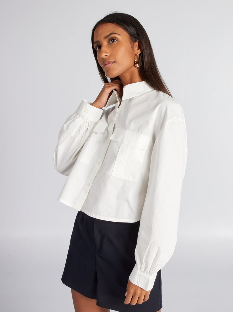 Camicia cropped in popeline - Bianco - Donna - 18.00€ - Kiabi