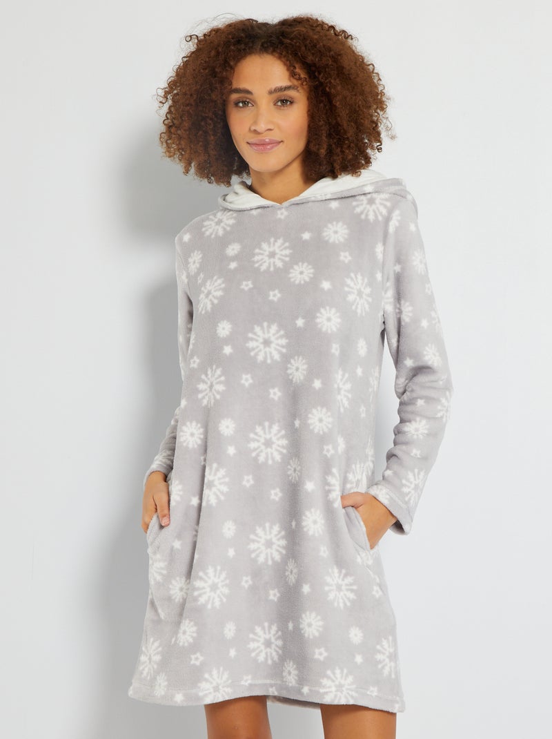 Camicia da notte in maglia peluche - Grigio - 16.00€ - Kiabi
