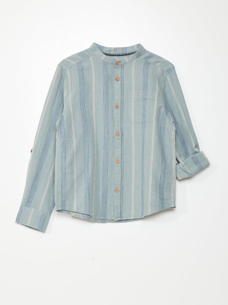 Camicia In Lino Con Collo Alla Coreana Blu Kiabi 1000€