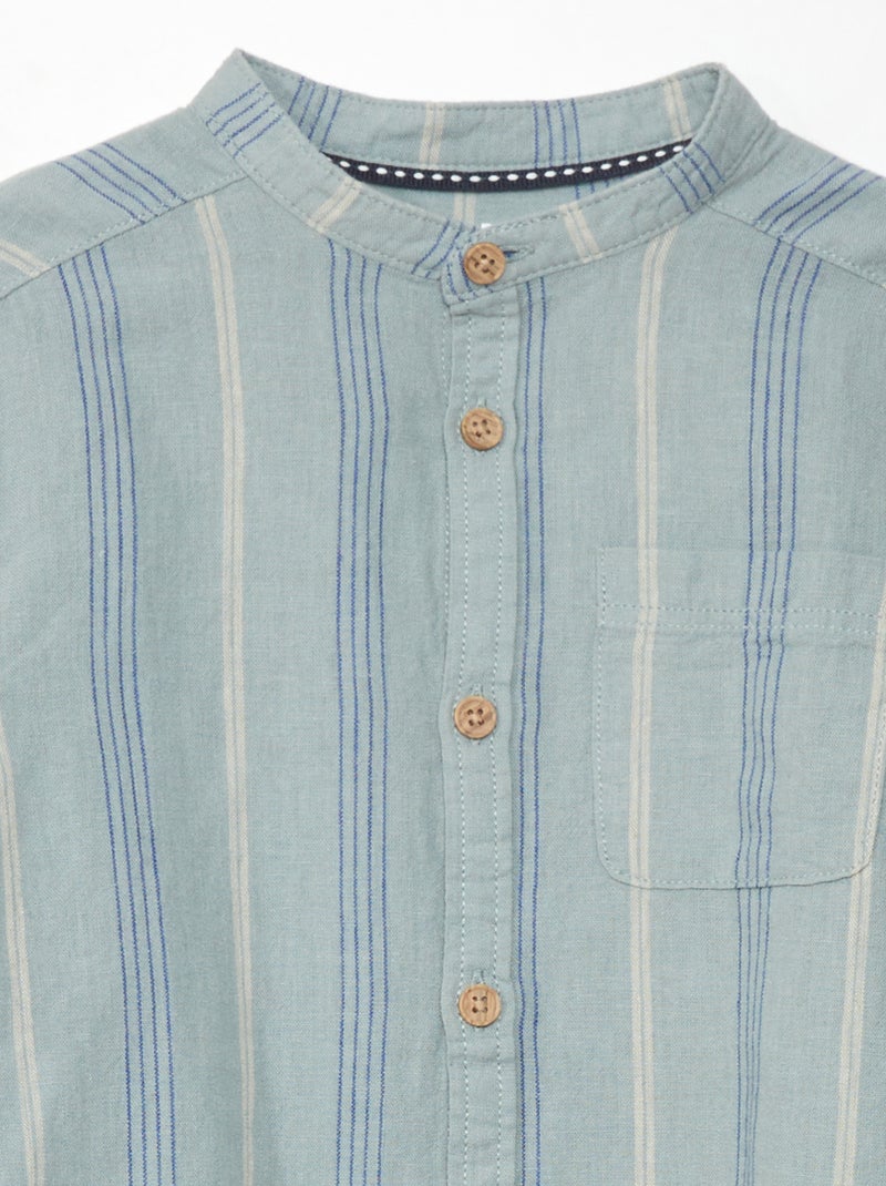 Camicia In Lino Con Collo Alla Coreana Blu Kiabi 1000€
