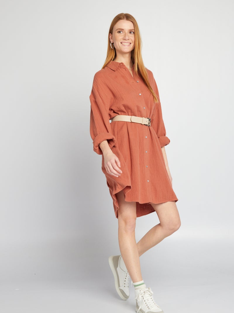 Camicia Oversize In Garza Di Cotone Marrone Kiabi 2500€