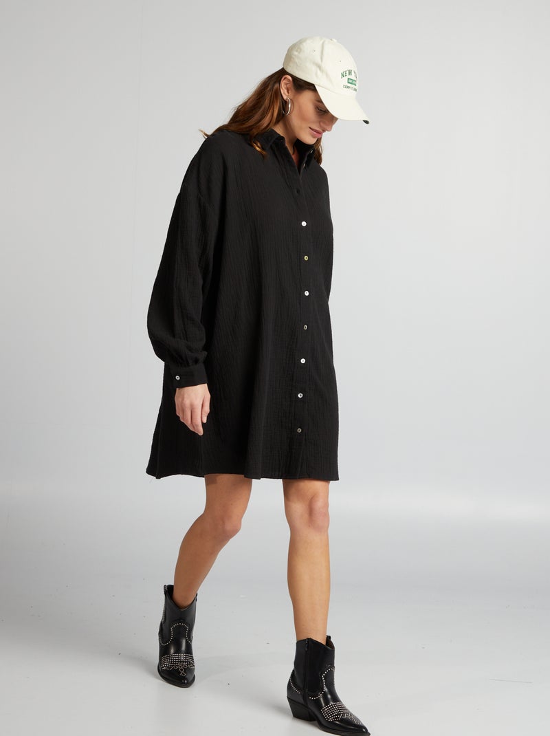 Camicia Oversize In Garza Di Cotone Nero Kiabi 2500€
