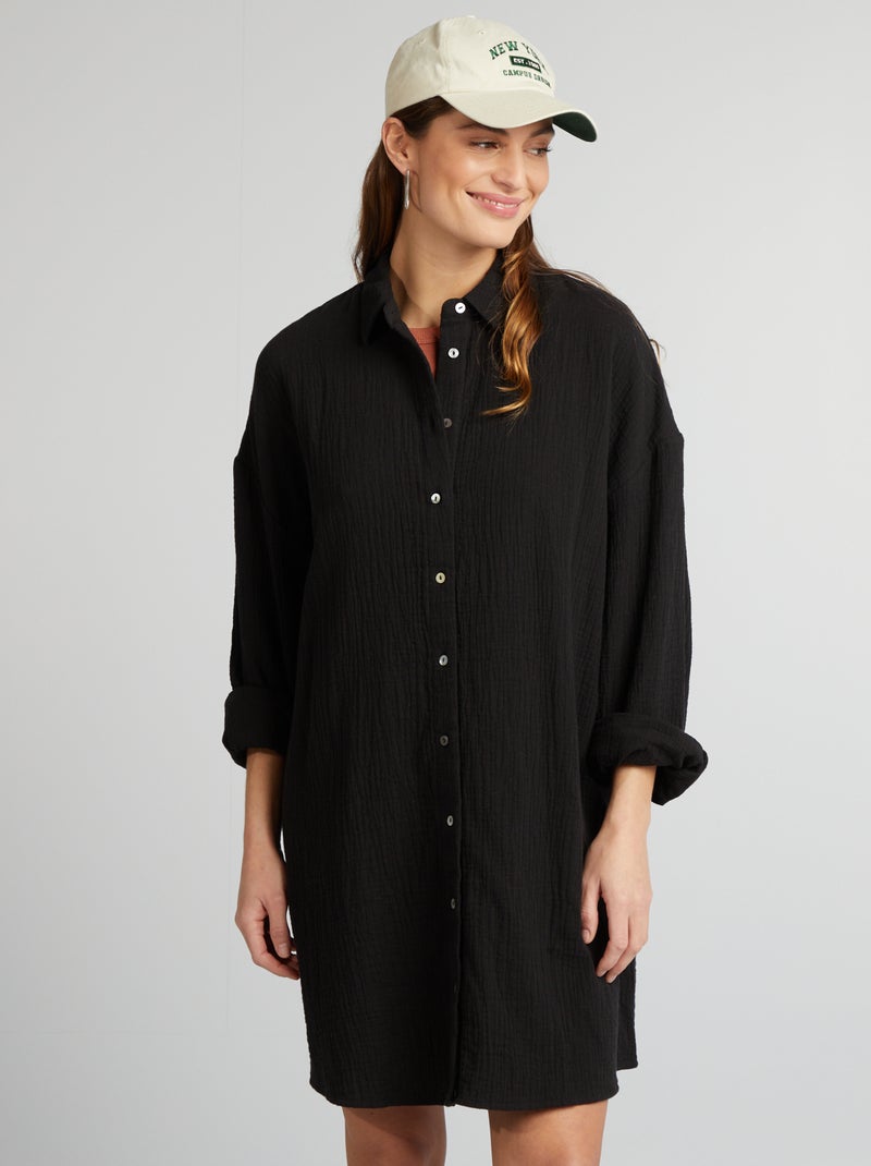 Camicia Oversize In Garza Di Cotone Nero Kiabi 2500€