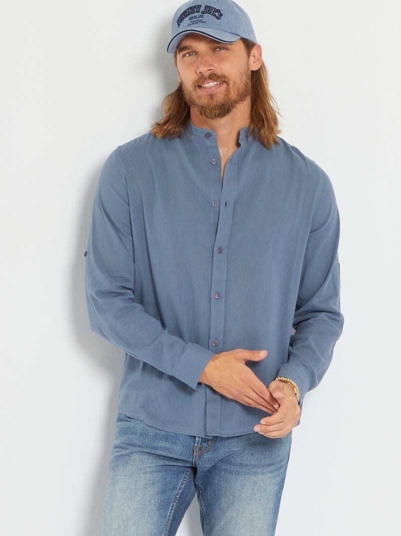 Camicia Regular Fit Con Collo Alla Coreana Blu Kiabi 1800€