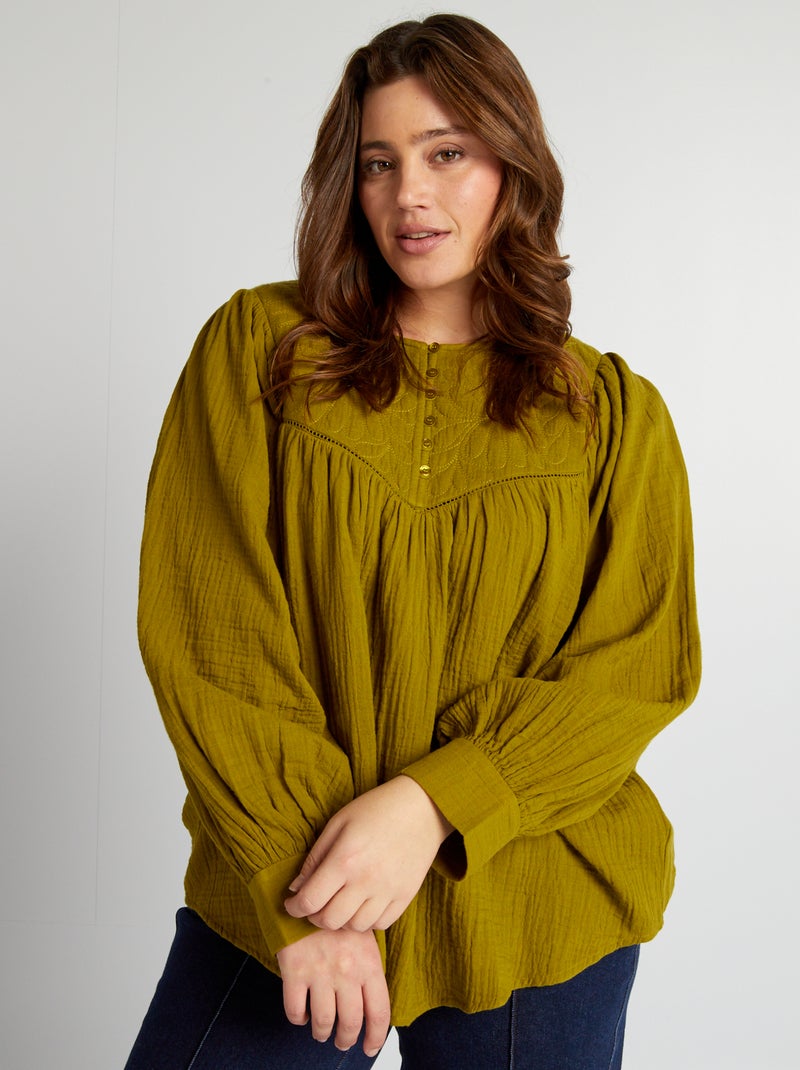 Chemisier In Garza Di Cotone Verde Kiabi 2200€