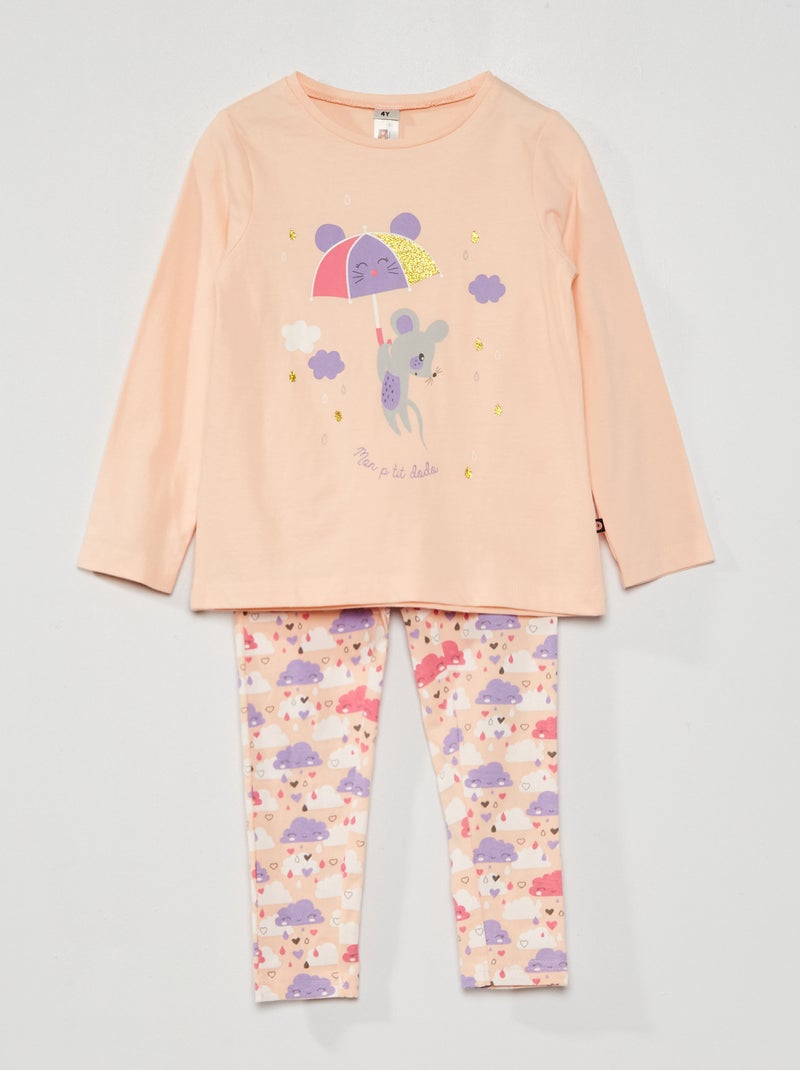 Completo pigiama in cotone - rosa - 14.00€ - Kiabi