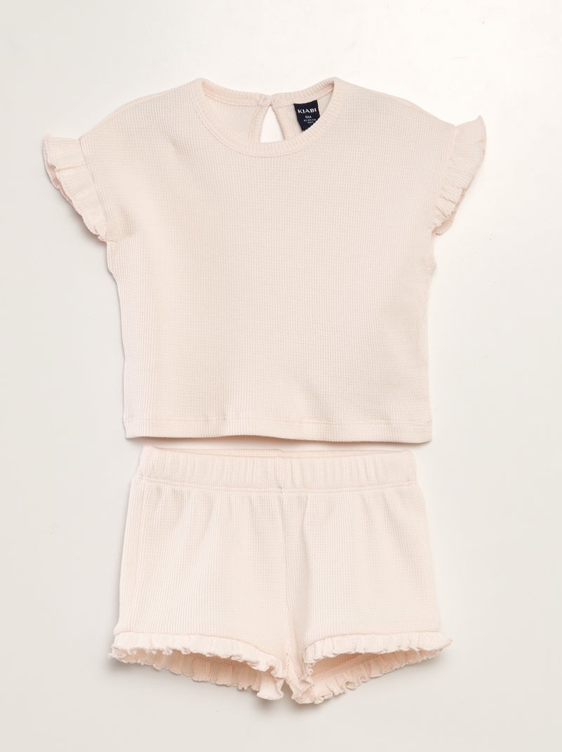Completo t-shirt + shorts in maglia goffrata - 2 pezzi - ROSA - Kiabi ... Completo t-shirt + shorts in maglia goffrata - 2 pezzi - ROSA - Kiabi ...