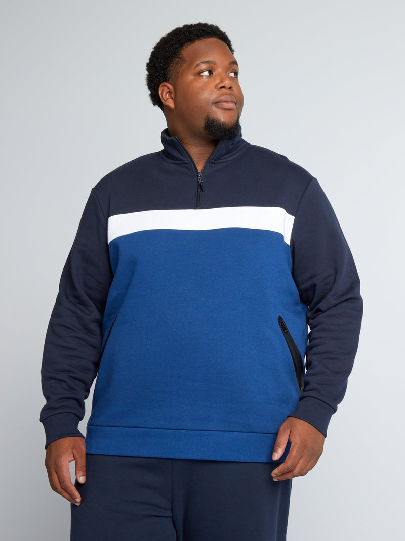 Felpa A Collo Alto Con Zip In Tessuto Felpato Blu Kiabi 2500€