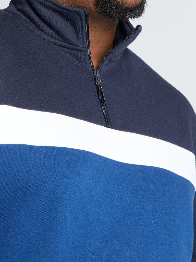 Felpa A Collo Alto Con Zip In Tessuto Felpato Blu Kiabi 2500€