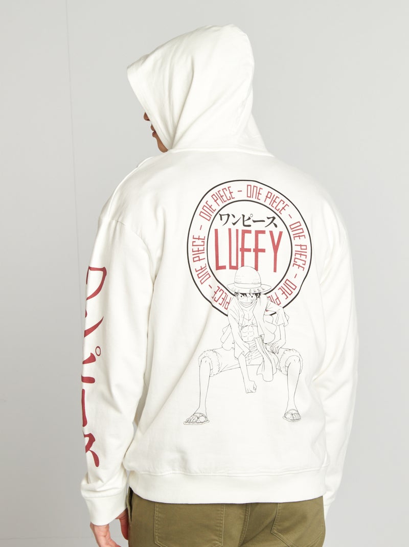 Felpa Con Cappuccio In Tessuto Felpato One Piece Bianco Kiabi