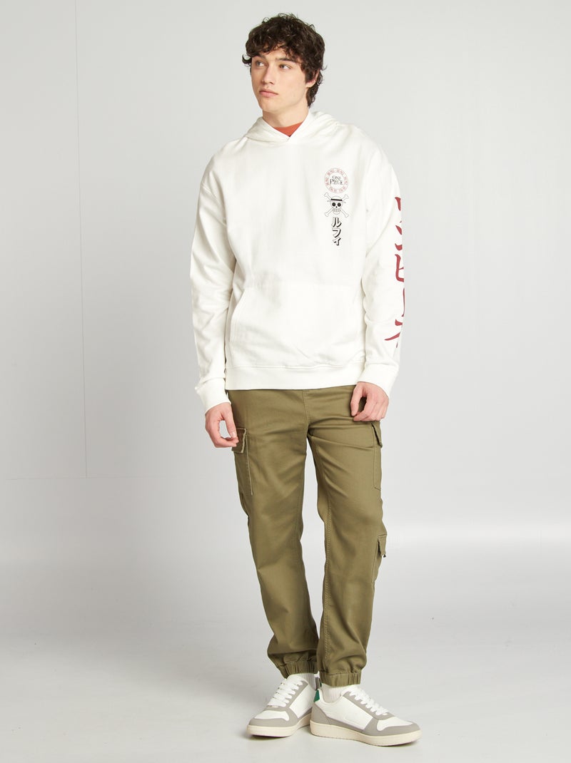 Felpa Con Cappuccio In Tessuto Felpato One Piece Bianco Kiabi