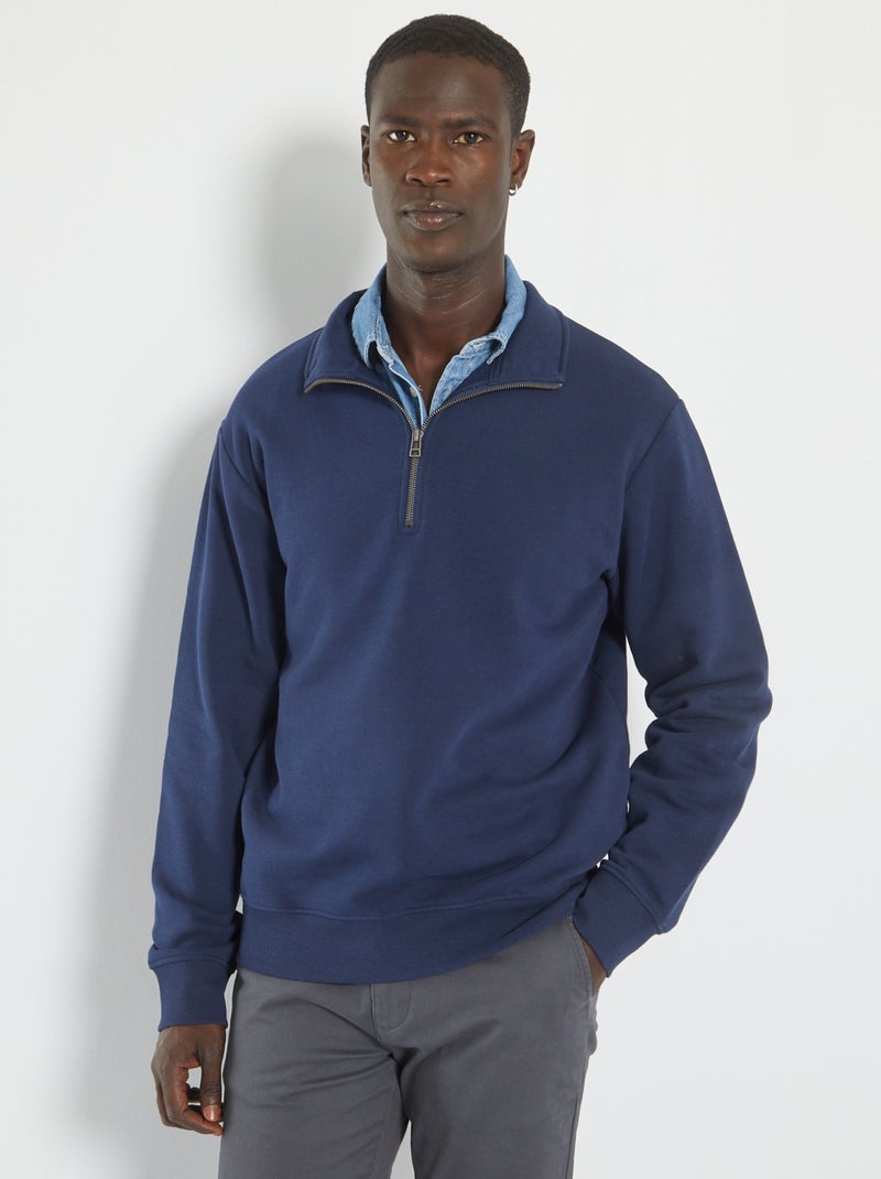 Felpa Con Collo Alto Con Zip Blu Nero Kiabi 1500€