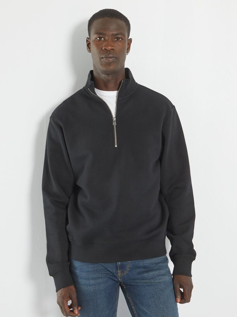 Felpa con collo alto con zip - Nero - Kiabi - 15.00€