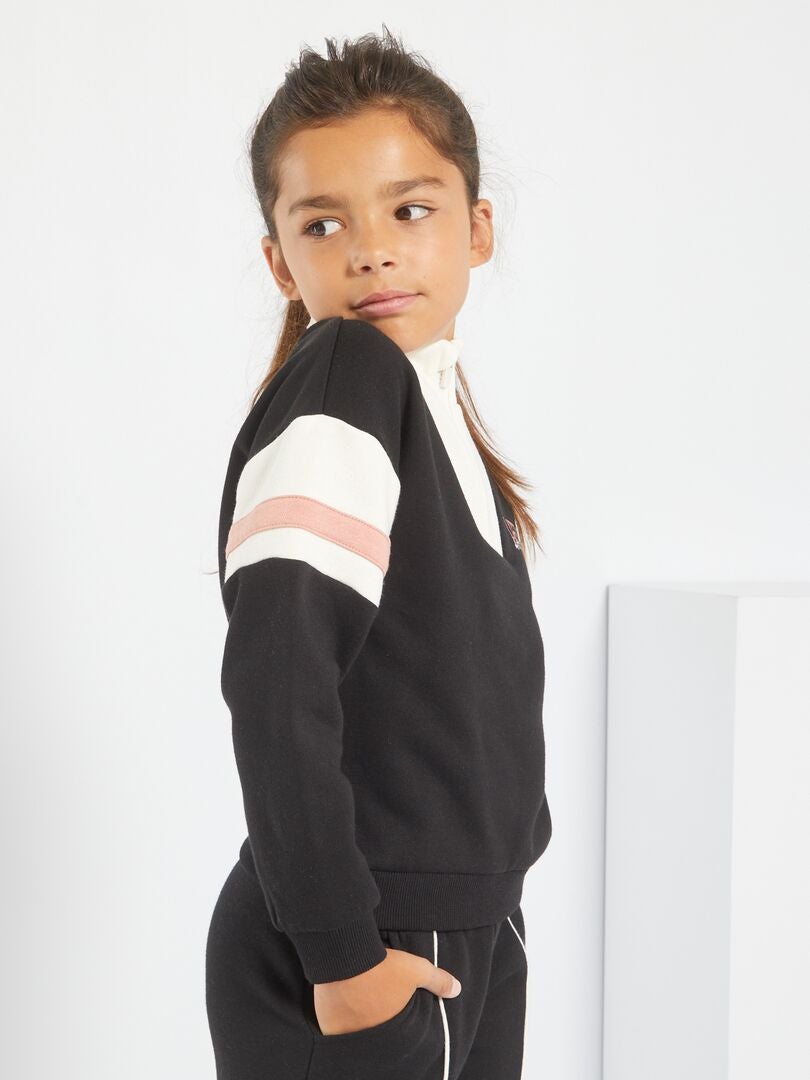 Felpa con scollo con zip in tessuto felpato - NERO - Kiabi - 12.00€ Felpa con scollo con zip in tessuto felpato - NERO - Kiabi - 12.00€