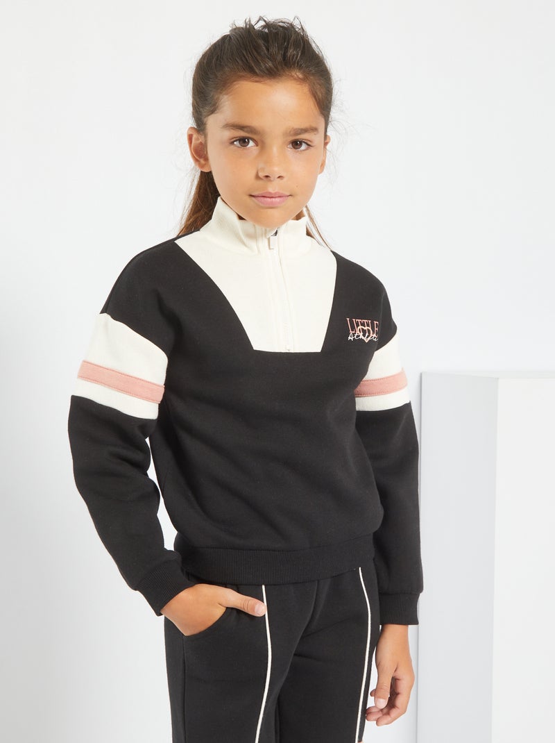 Felpa con scollo con zip in tessuto felpato - NERO - Kiabi - 12.00€ Felpa con scollo con zip in tessuto felpato - NERO - Kiabi - 12.00€