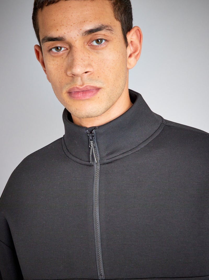 Felpa in neoprene con collo con zip - Nero - 20.00€ - Kiabi