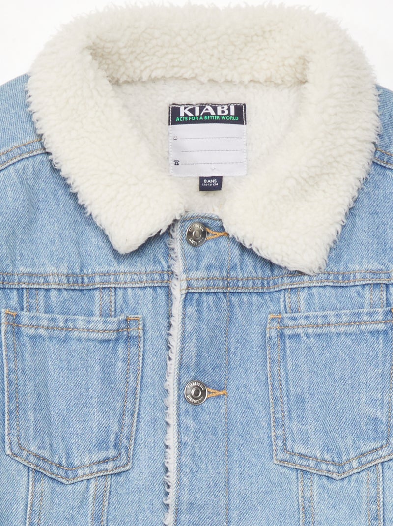 Giacca in denim con collo effetto montone - Blu Denim chiaro - 20.00 ...