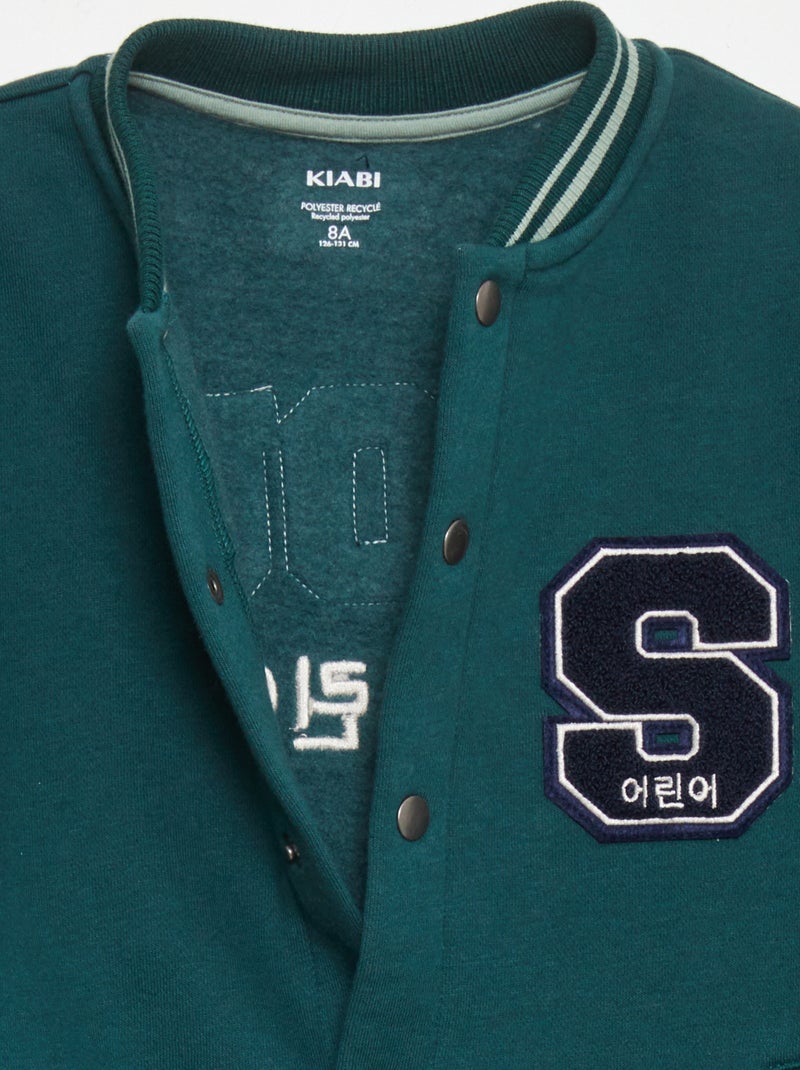 Giacca In Tessuto Felpato In Stile College Americano Verde Kiabi