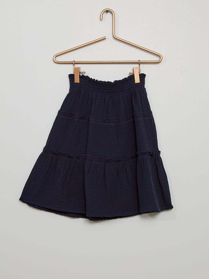 Gonna corta in garza di cotone - blu - Kiabi - 10.00€ Gonna corta in garza di cotone - blu - Kiabi - 10.00€