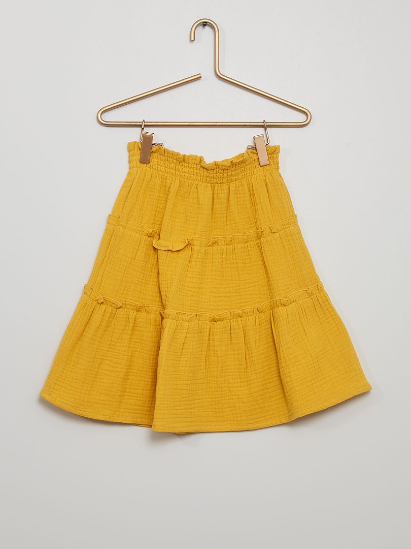 Gonna corta in garza di cotone - GIALLO - Kiabi - 10.00€ Gonna corta in garza di cotone - GIALLO - Kiabi - 10.00€
