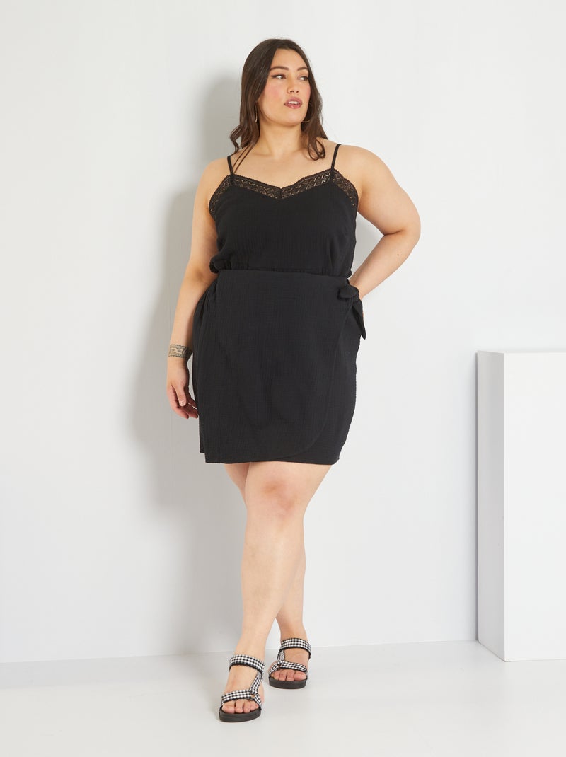 Gonna corta in garza di cotone - Nero - Kiabi - 20.00€ Gonna corta in garza di cotone - Nero - Kiabi - 20.00€