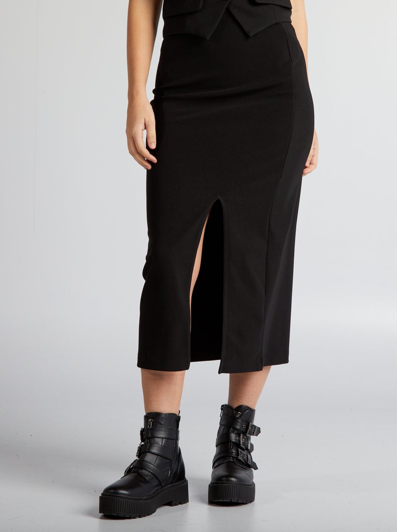 Gonna midi con spacchi - nero - Donna - 10.50€ - Kiabi