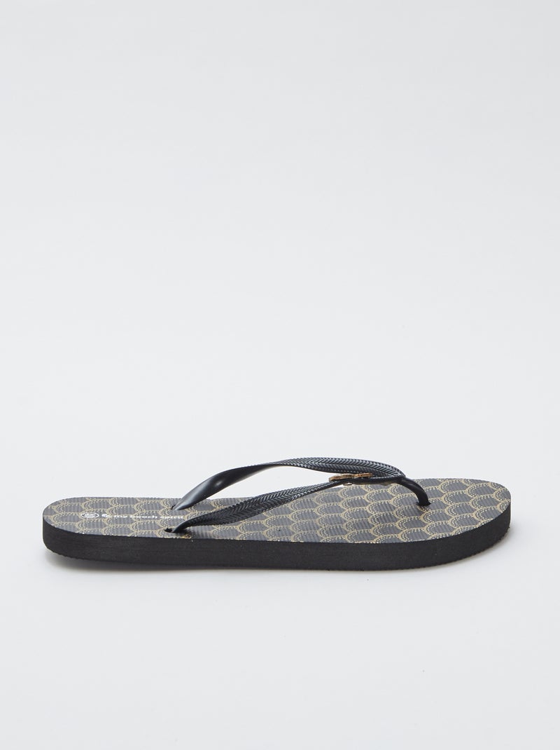 Infradito con stampa e pin ananas 'My beach spirit' - NERO - Donna - 6. ...