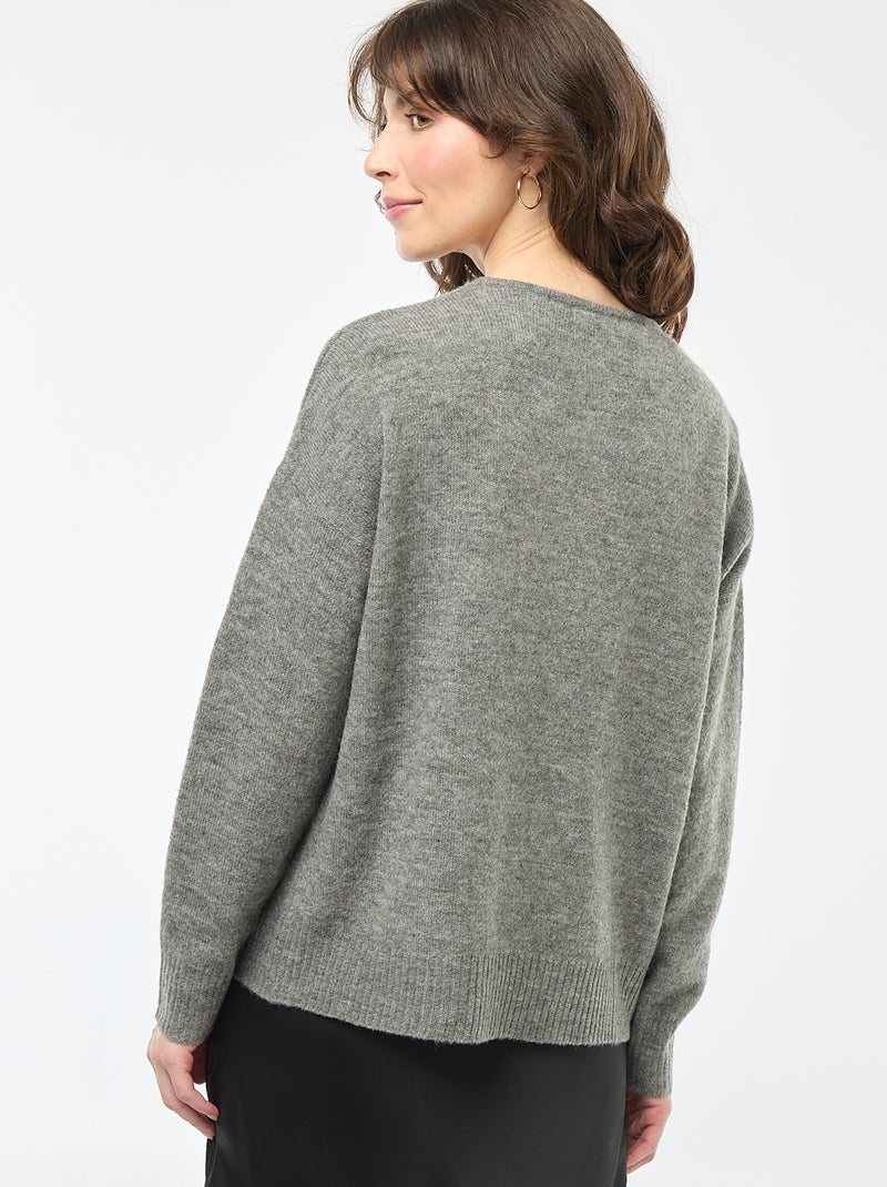 Maglione in maglia fine con scollo a V 'JDY' - Grigio - Donna - 16.20 ...