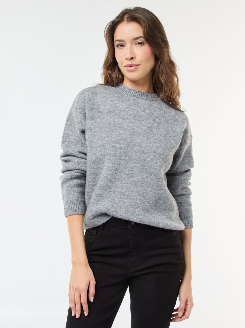 Maglione in tessuto morbido con scollo rotondo - Grigio - Donna - 15.00 ...