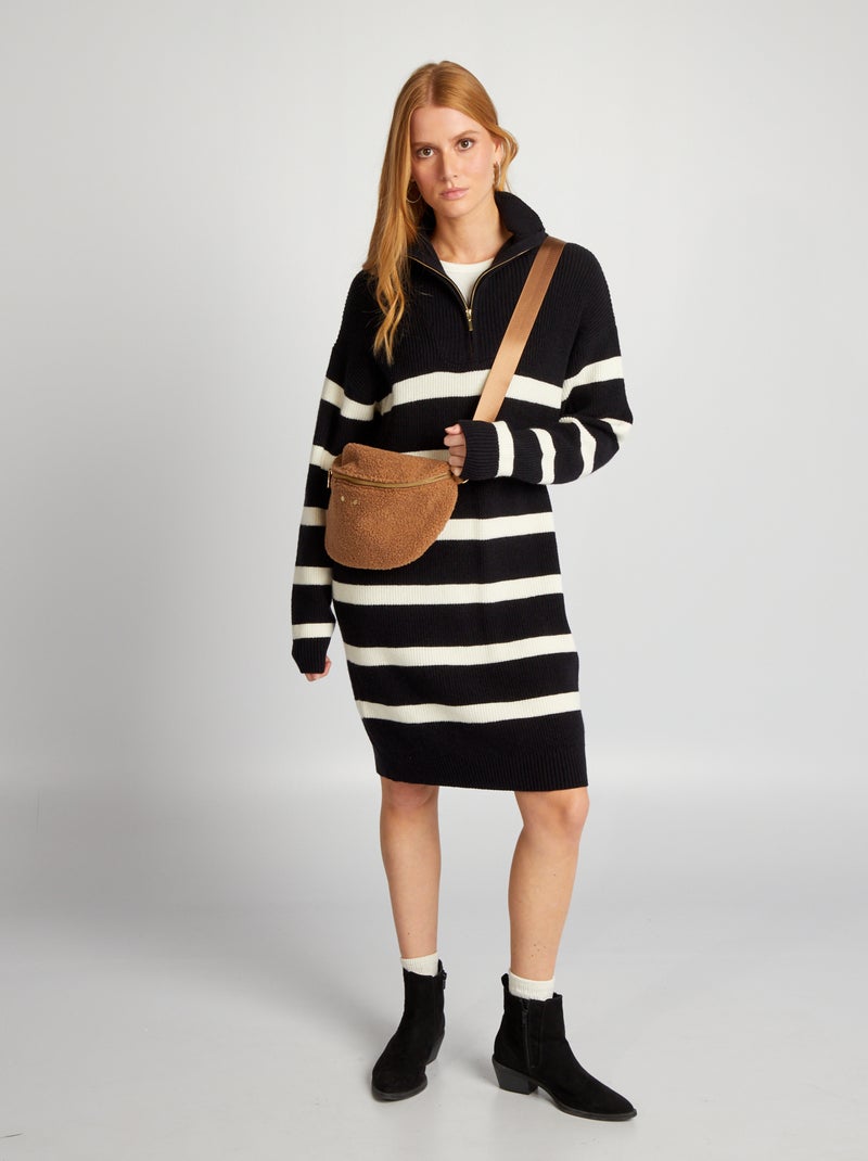 Maxi pull a collo alto con zip - NERO - 25.00€ - Kiabi