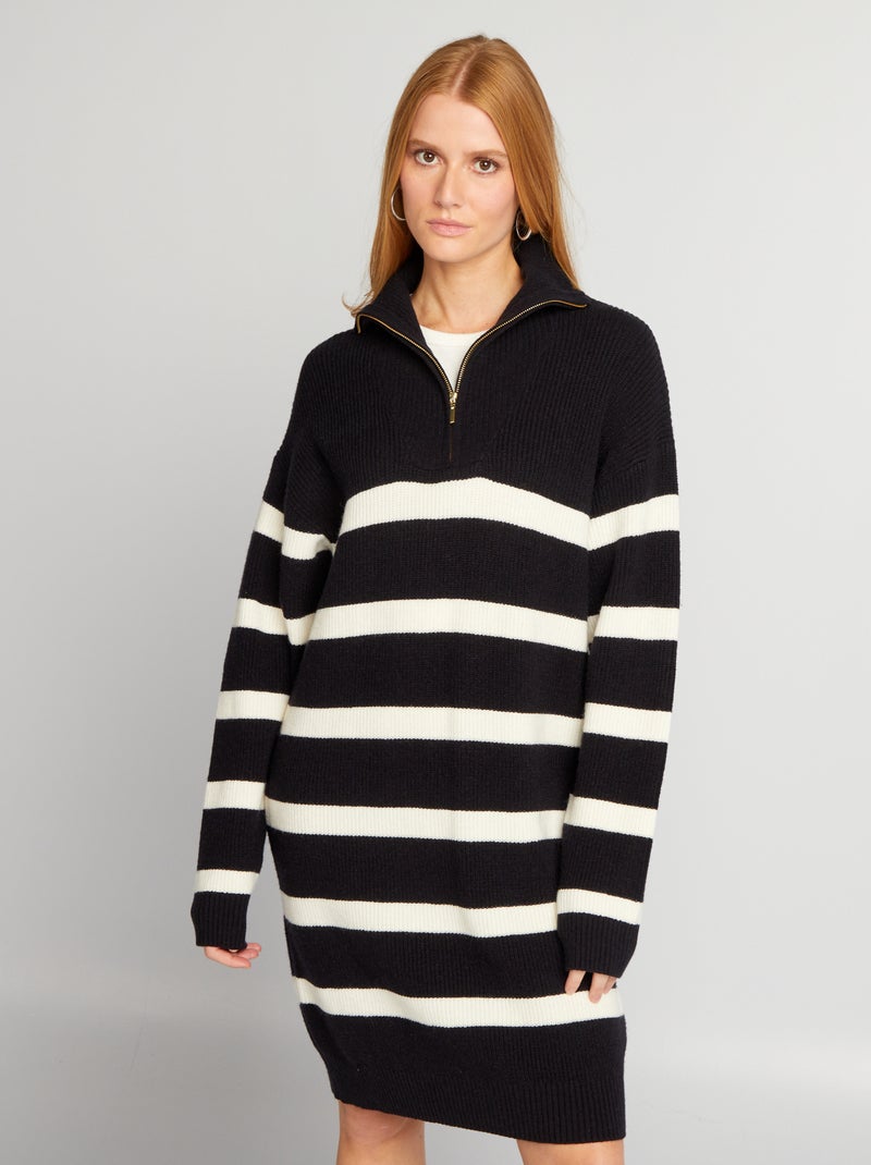 Maxi pull a collo alto con zip - NERO - 25.00€ - Kiabi