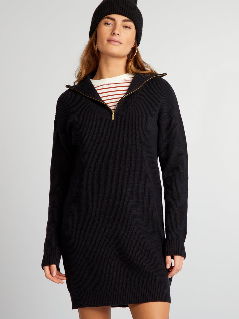 Maxi pull a collo alto con zip - nero - 25.00€ - Kiabi