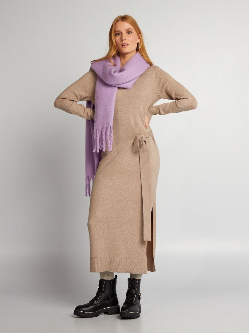 Maxi pull con cintura da annodare - BEIGE - Kiabi - 25.00€