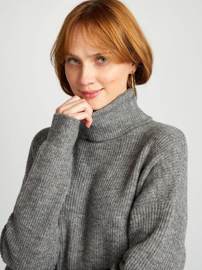 Maxi pull con collo a dolcevita - GRIGIO - 25.00€ - Kiabi