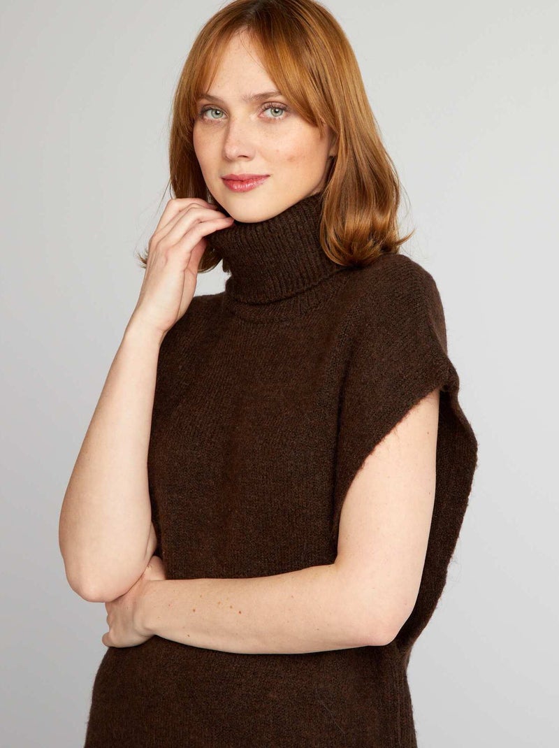 Maxi pull con collo a dolcevita - MARRONE - 27.00€ - Kiabi